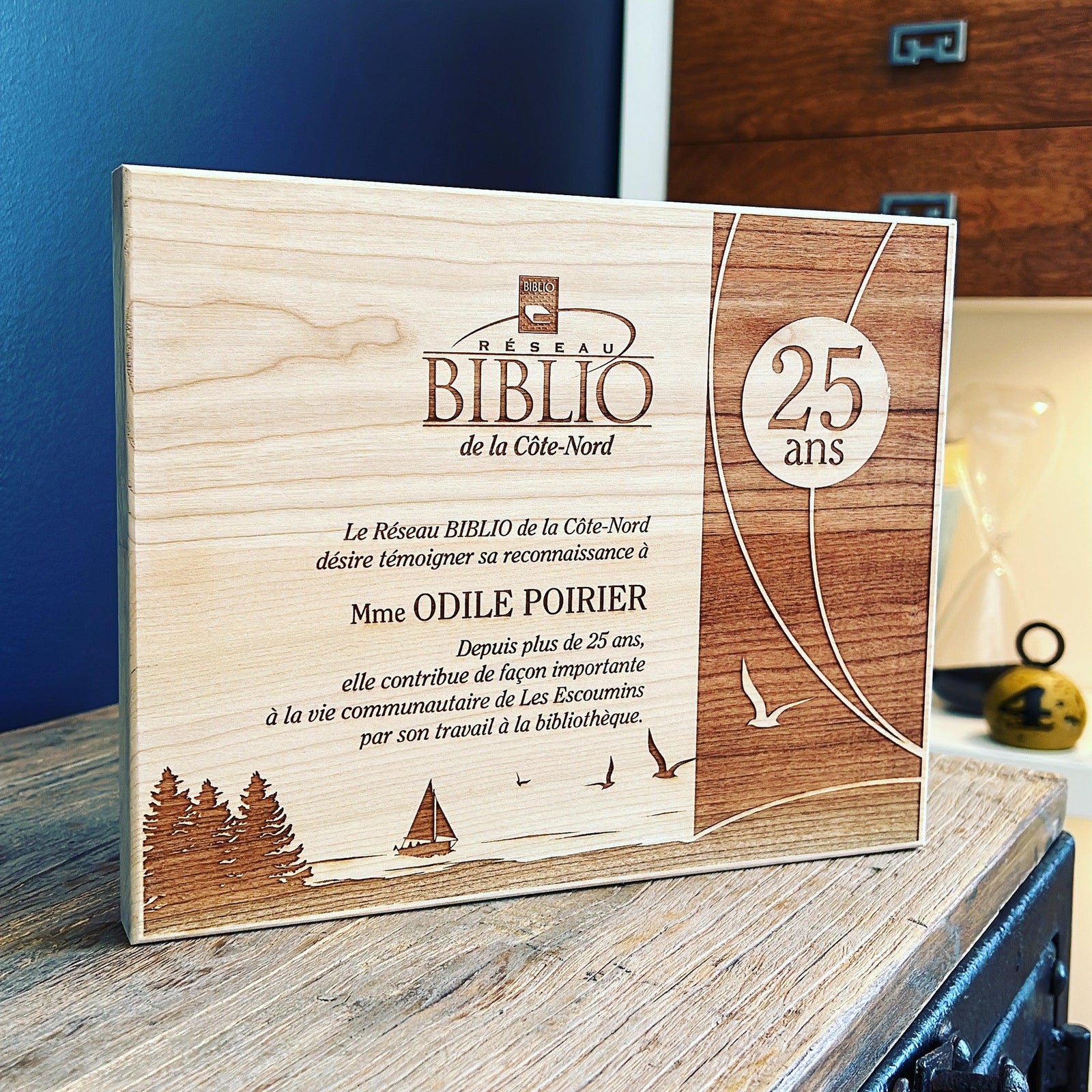 Plaque de remerciement ou de reconnaissance en bois personnalisée ...